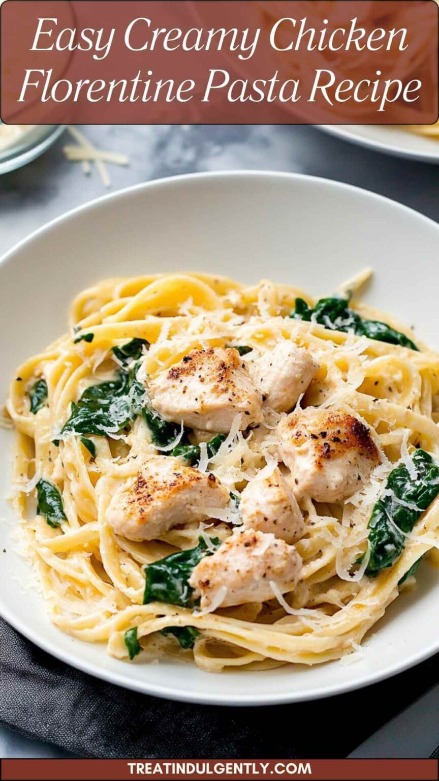 Easy Creamy Chicken Florentine Pasta Recipe - Treat Indulgently