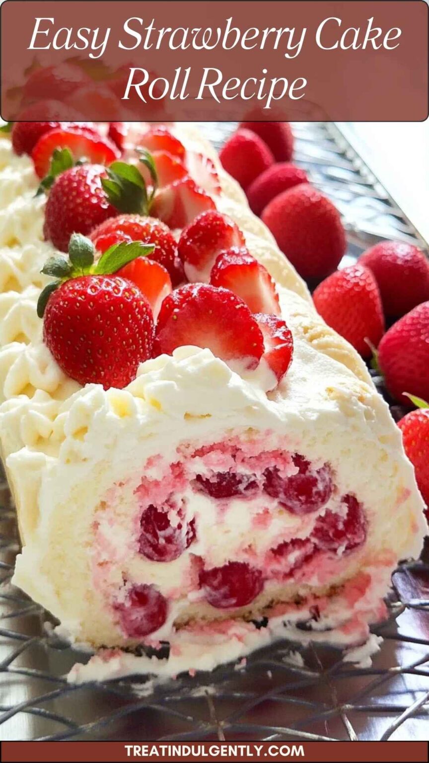 Easy Strawberry Cake Roll Recipe - Treat Indulgently